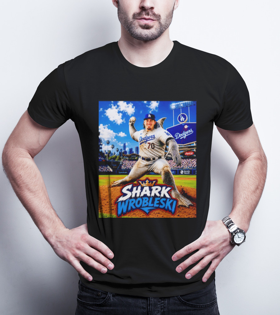 Shark Wrobleski Los Angeles Dodgers No 70 Iconic Baseball Player Fantasy T-Shirt