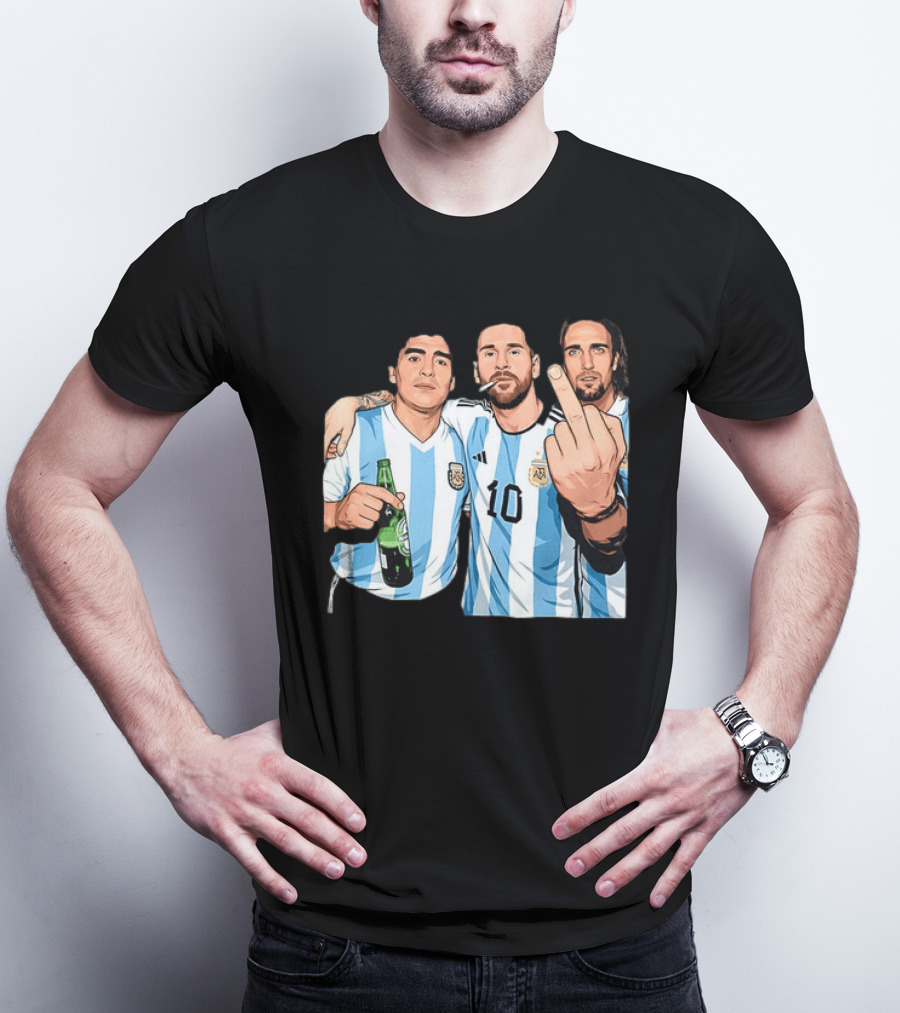 Messi Maradona Batistuta Argentina Football Legends T-Shirt