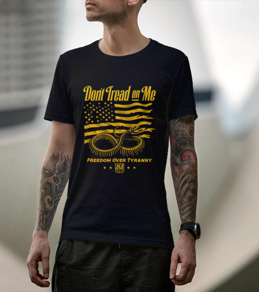 Don't Tread On Me Freedom Over Tyranny American Flag Snake T-Shirt