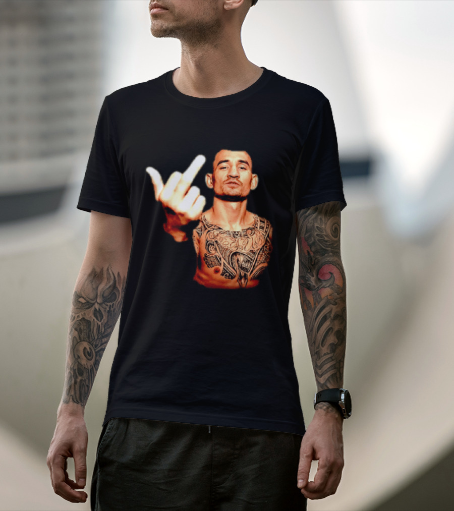 Max Holloway UFC Fighter Pose Middle Finger Tattoo T-Shirt