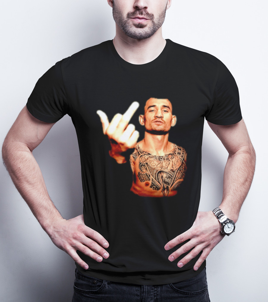 Max Holloway UFC Fighter Pose Middle Finger Tattoo T-Shirt