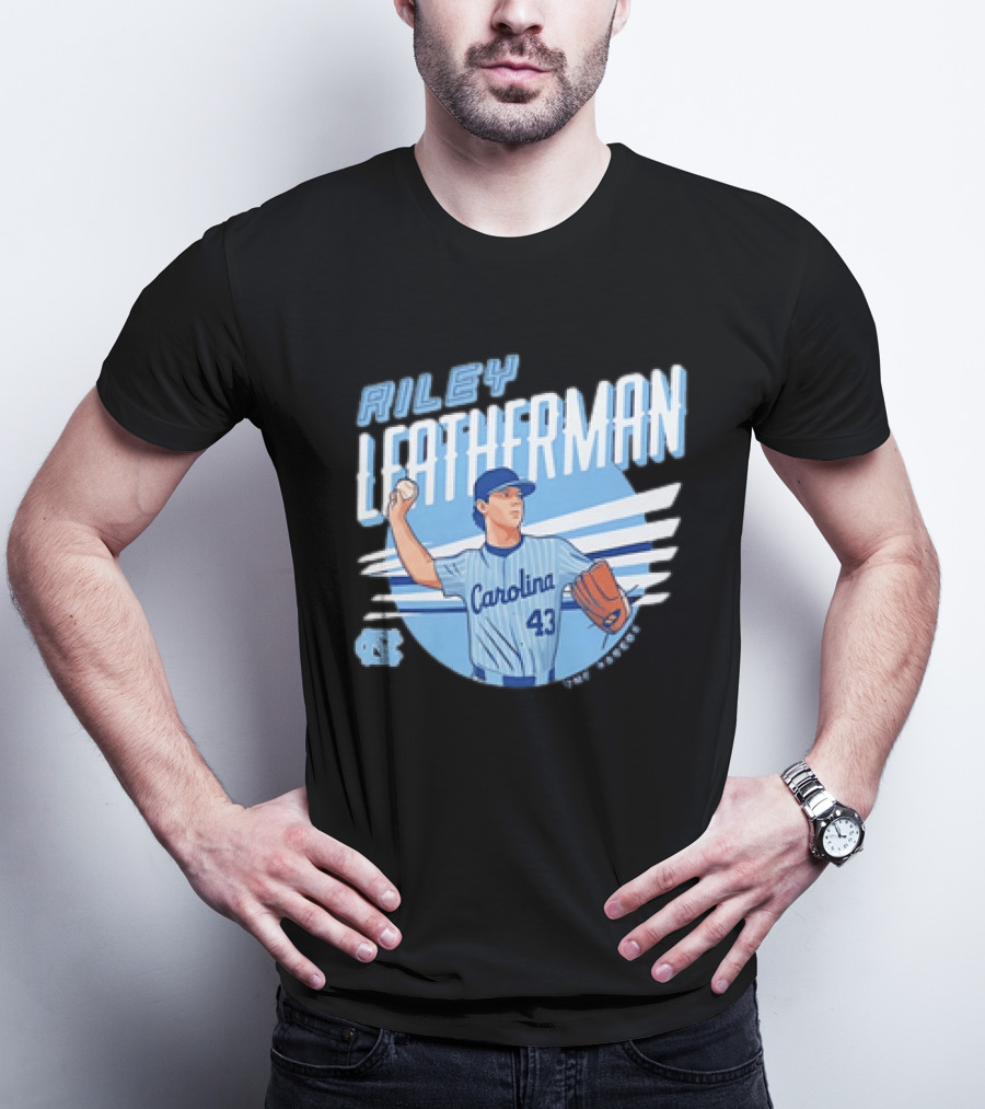 North Carolina Tar Heels Riley Leatherman Baseball Carolina 43 T-Shirt