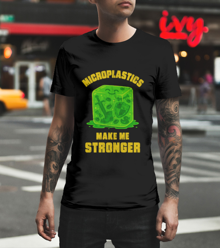 Microplastics Make Me Stronger Gelatinous Block Sword Shield Boot T-Shirt