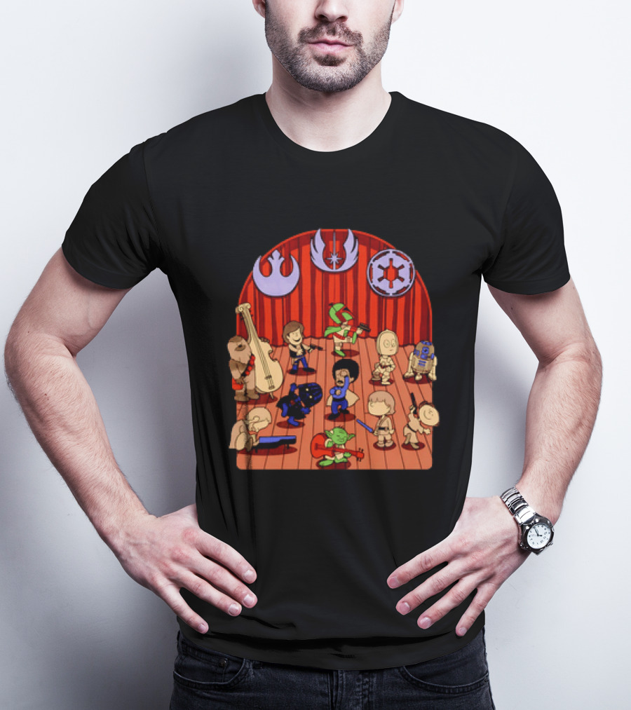 Star Wars Peanuts Characters Band With Iconic Symbols Mashup T-Shirt