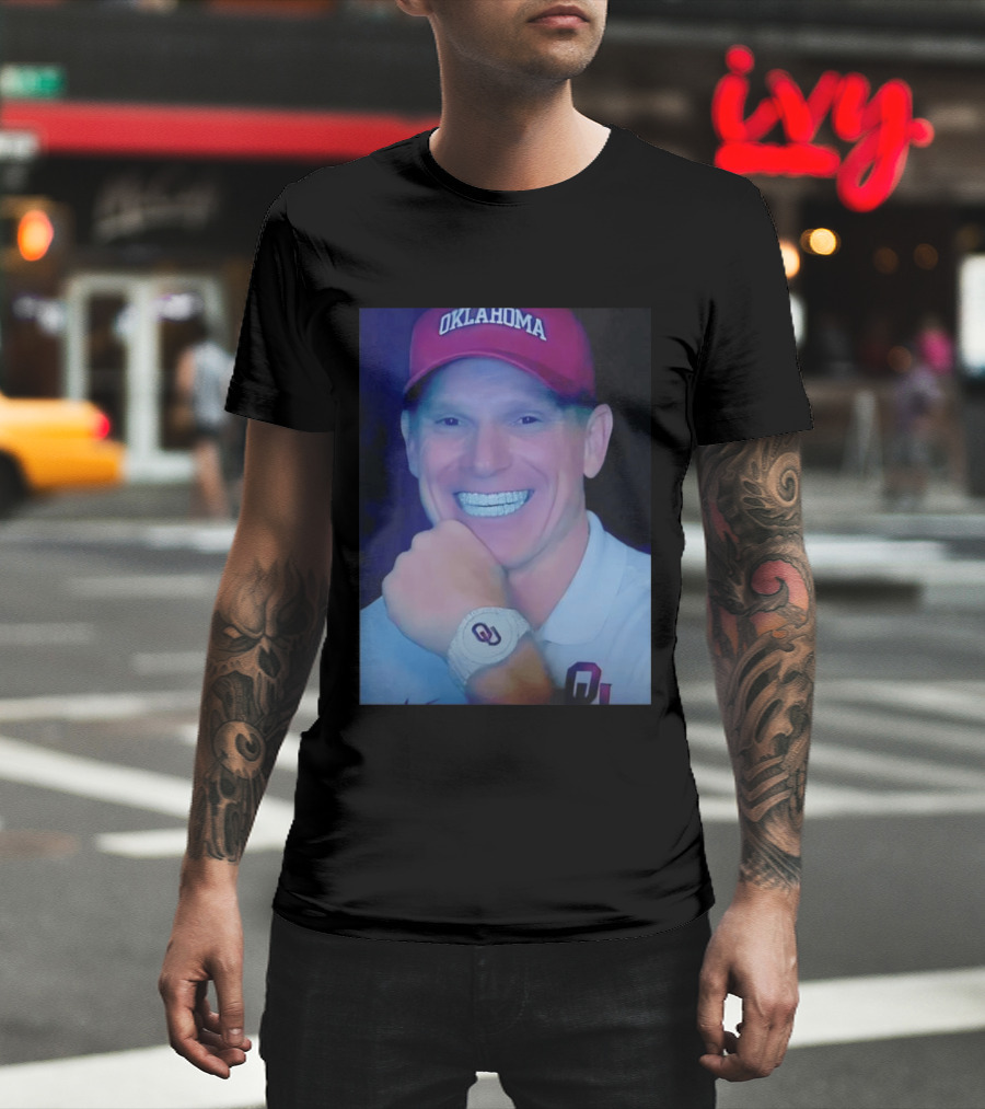 Oklahoma Sooners Brent Venables Smiling With Grill And OU T-Shirt