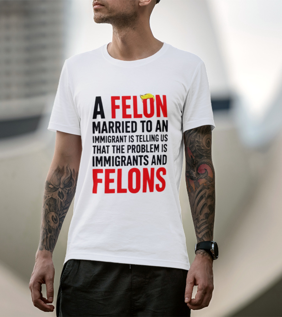 A Felon Married To An Immigrant Is Telling Us The Problem Is Immigrants And Felons T-Shirt