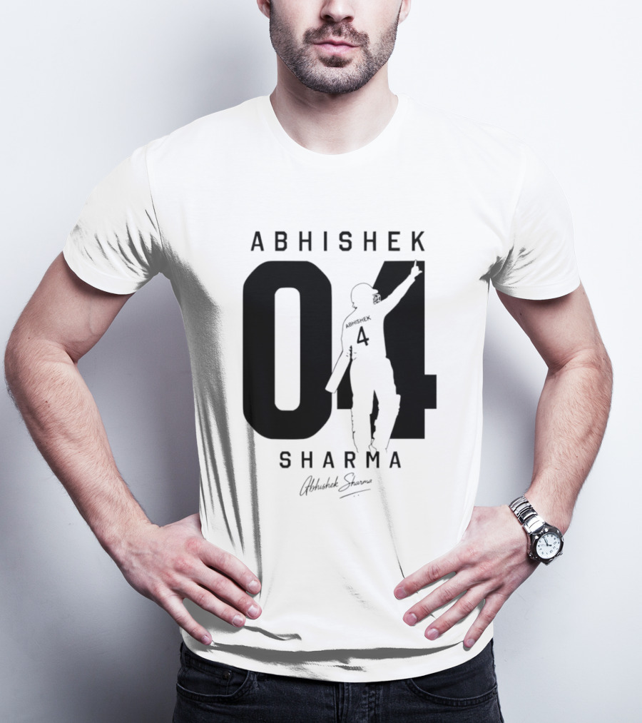 Abhishek Sharma 04 Indian Cricket Player Autograph T-Shirt