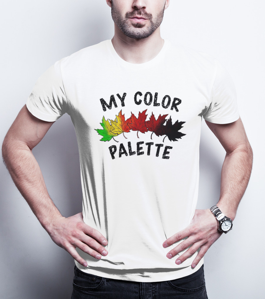 My Color Palette Autumn Leaves Green Yellow Orange Red Brown Black T-Shirt