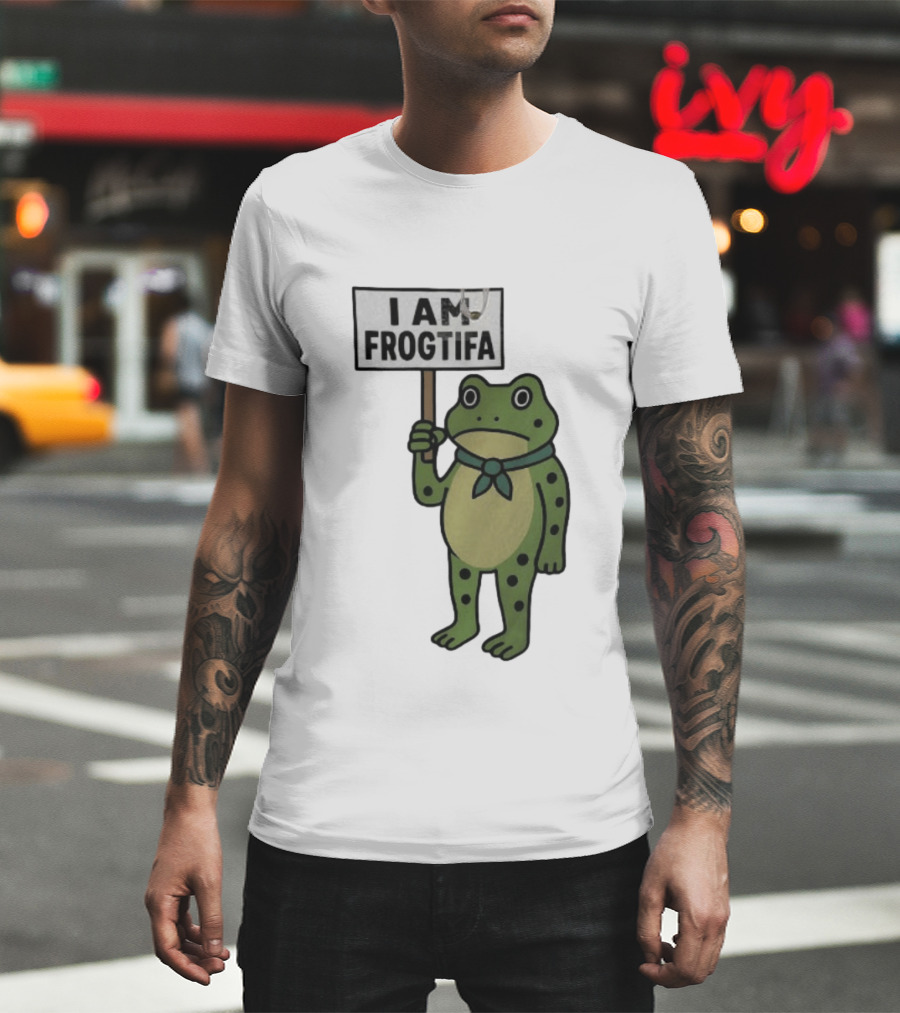 I AM FROGTIFA Frog Holding Sign T-Shirt