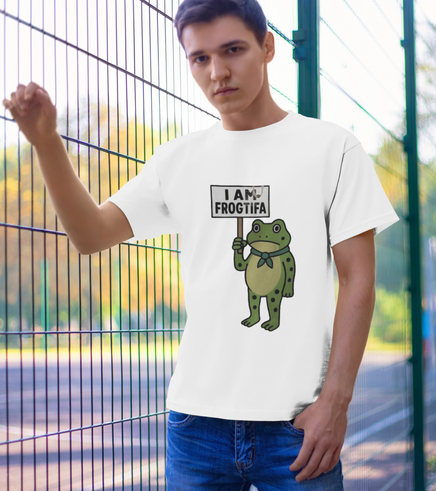 I AM FROGTIFA Frog Holding Sign T-Shirt