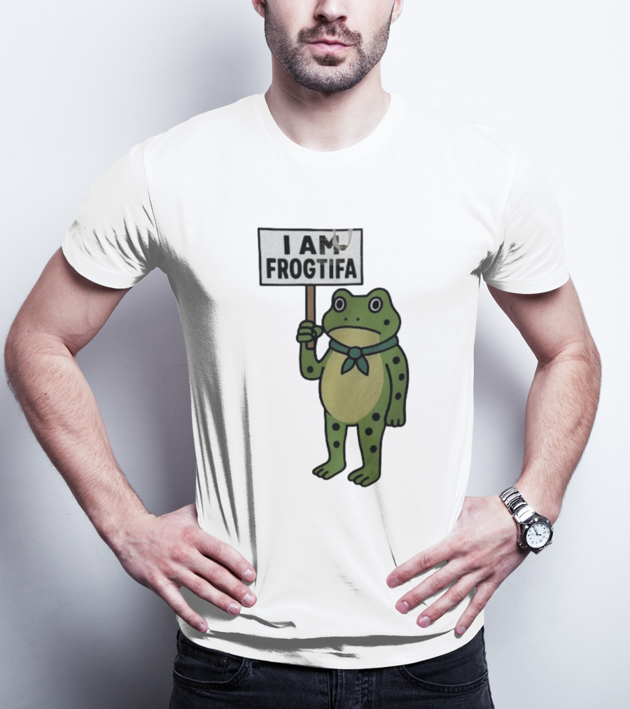 I AM FROGTIFA Frog Holding Sign T-Shirt