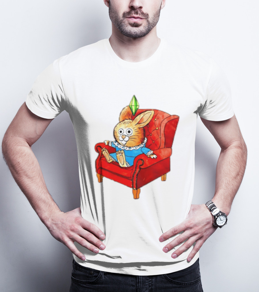 Rabbit They're Turning Me Into A Data Center Tomorrow Green Plumbob Red Couch Blue Dress T-Shirt
