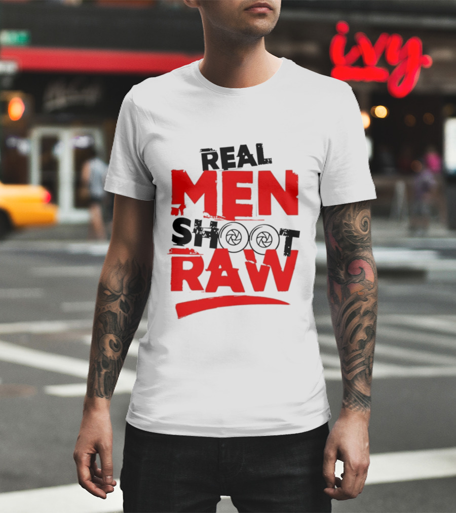 Real Men Shoot RAW Camera Shutter Aperture Photography T-Shirt