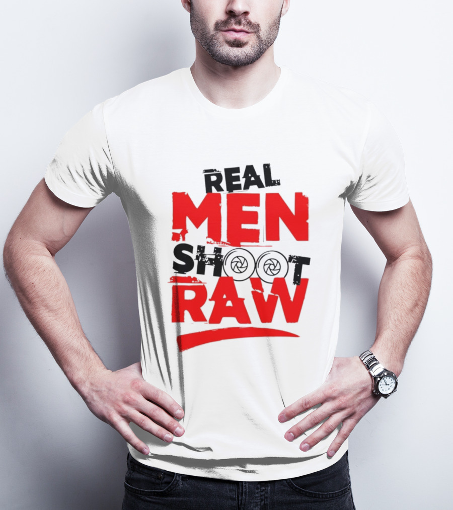 Real Men Shoot RAW Camera Shutter Aperture Photography T-Shirt