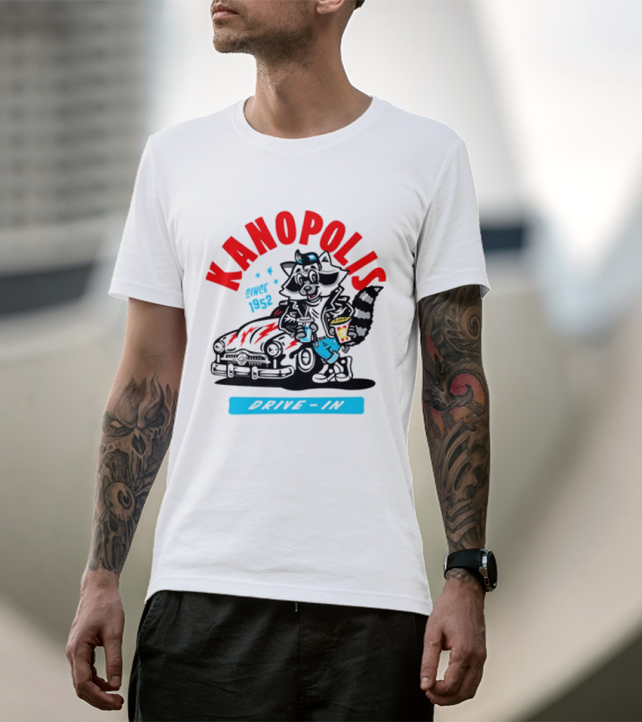 Kanopolis Drive In Since 1952 Raccoon Car T-Shirt
