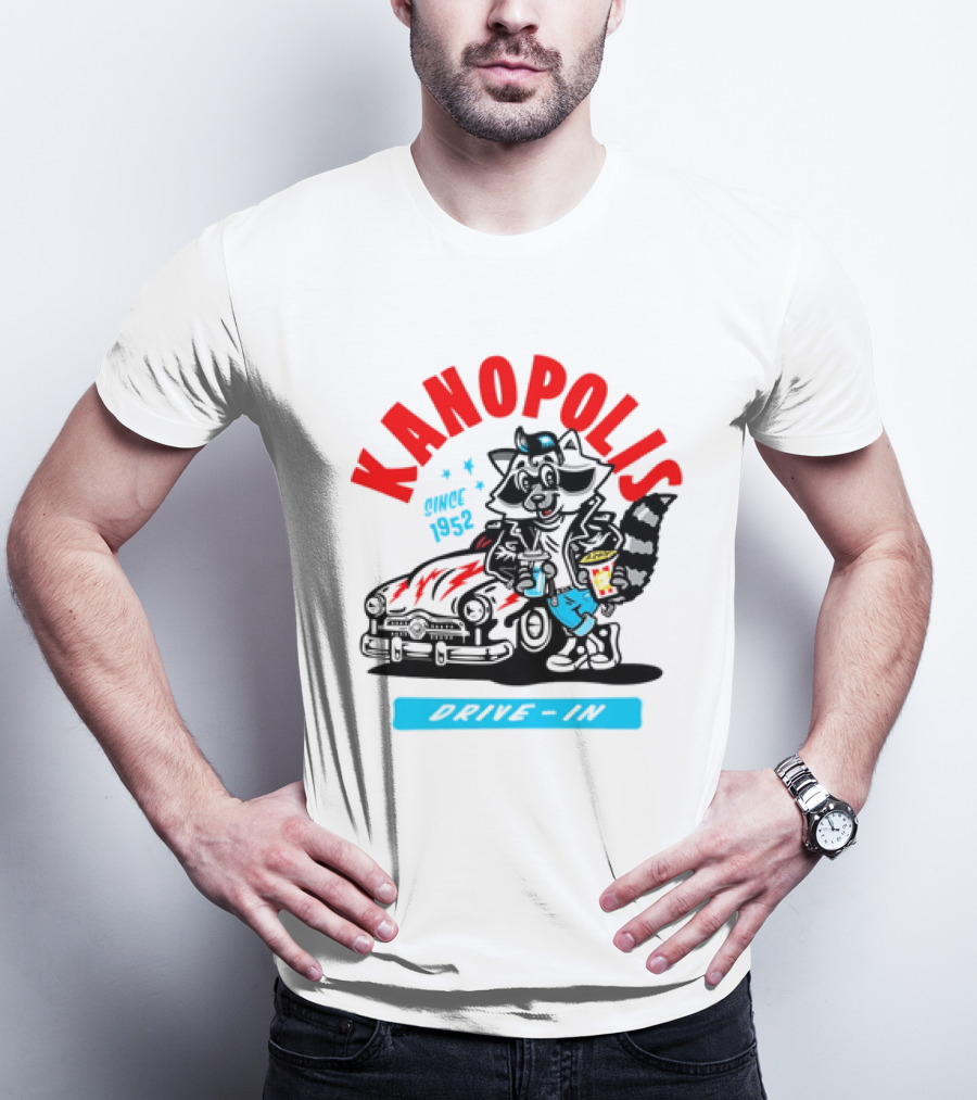 Kanopolis Drive In Since 1952 Raccoon Car T-Shirt