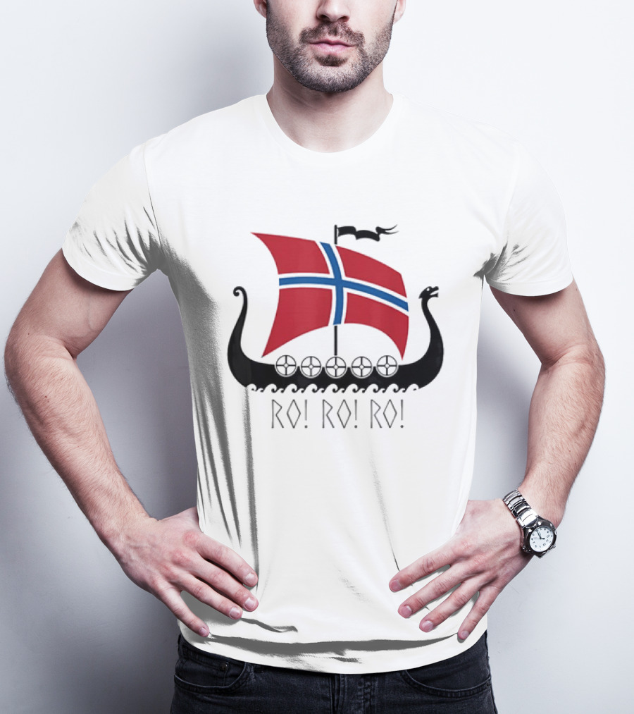 Viking Ship Norwegian Flag Ro Ro Ro T-Shirt
