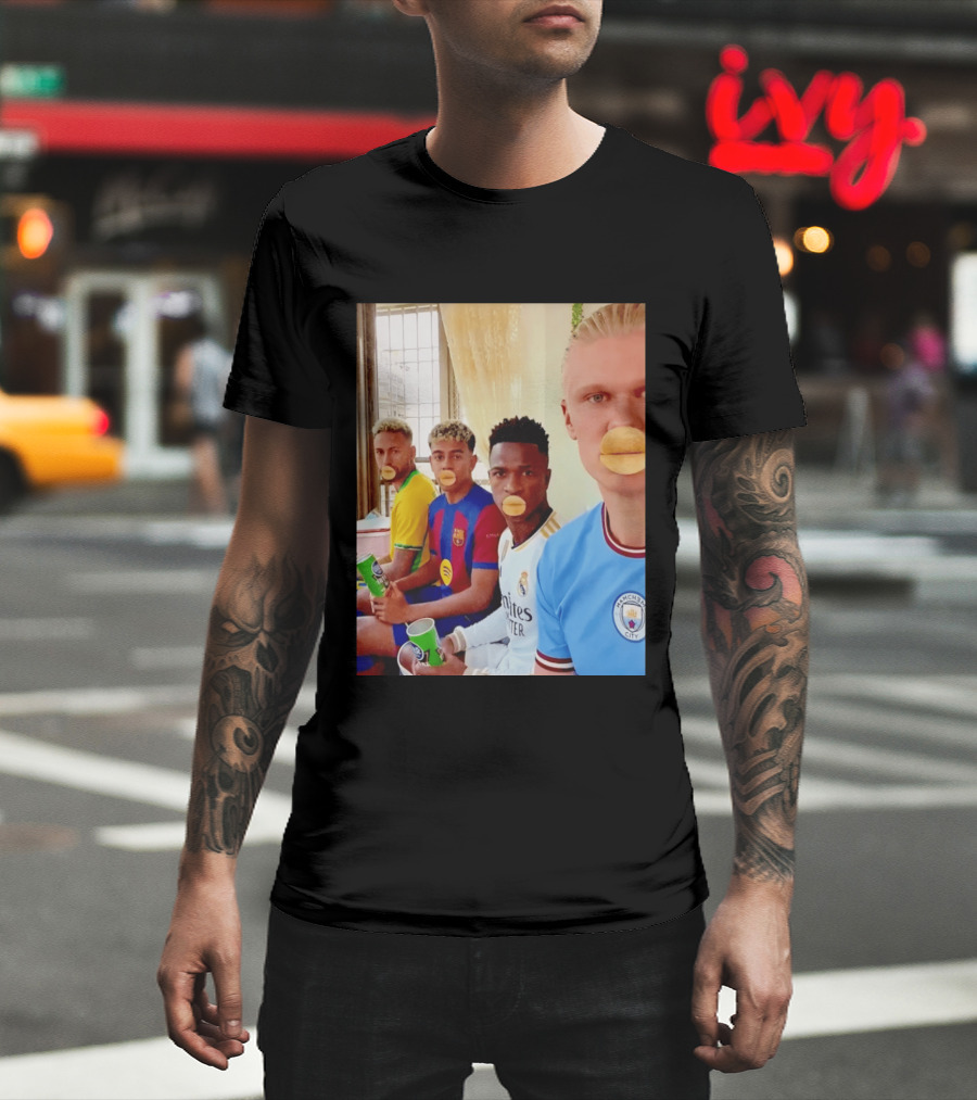 Neymar Vinicius Barcelona Real Madrid Manchester City Football Stars Chips T-Shirt