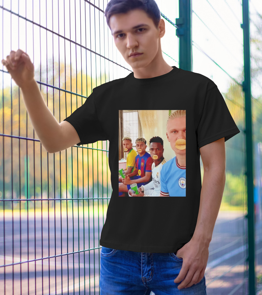 Neymar Vinicius Barcelona Real Madrid Manchester City Football Stars Chips T-Shirt