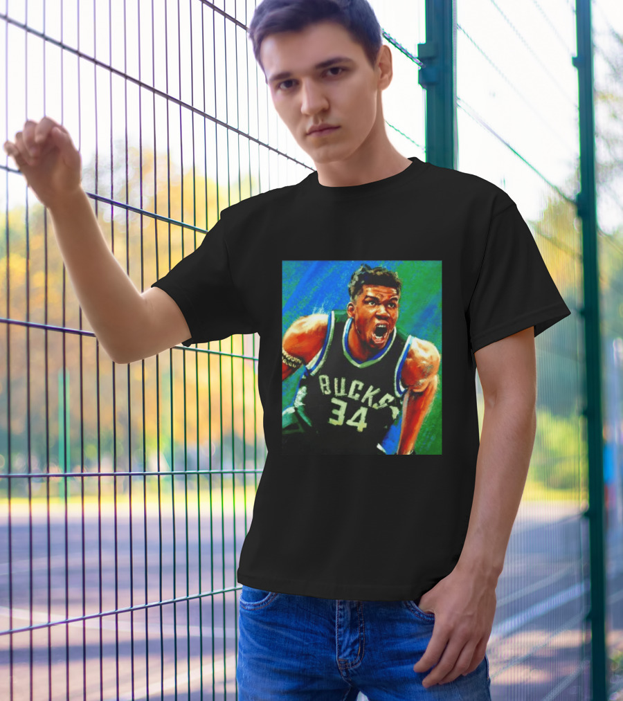 Giannis Antetokounmpo Bucks No 34 Jersey Art Basketball Star T-Shirt