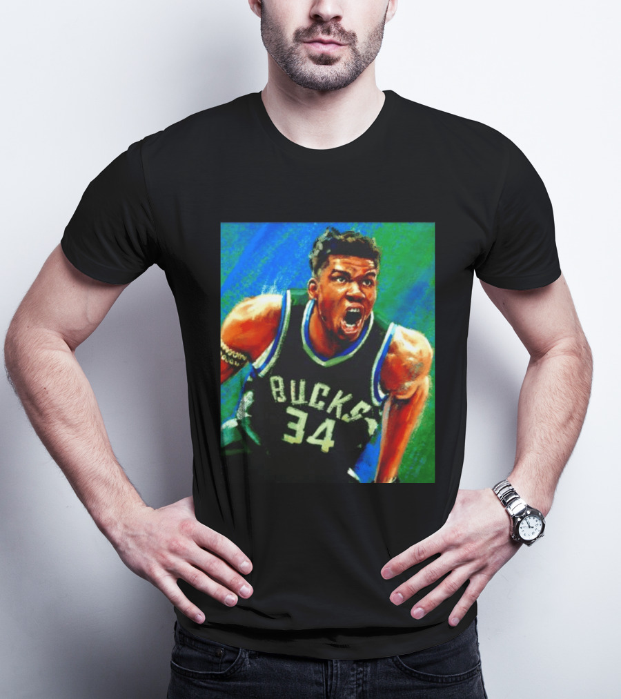Giannis Antetokounmpo Bucks No 34 Jersey Art Basketball Star T-Shirt