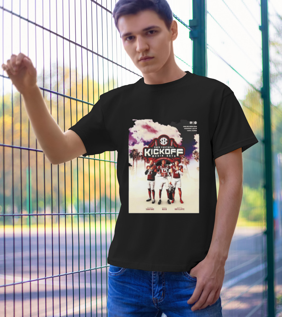 2026 Football SEC Kickoff Media Days Texas A&M Daymion Sanford Marcel Reed Marcus Ratcliffe T-Shirt