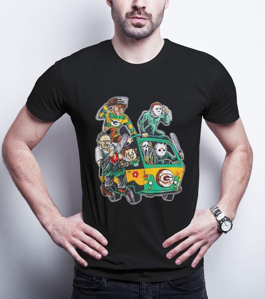Horror Villains Green Bay Packers Mystery Machine T-Shirt