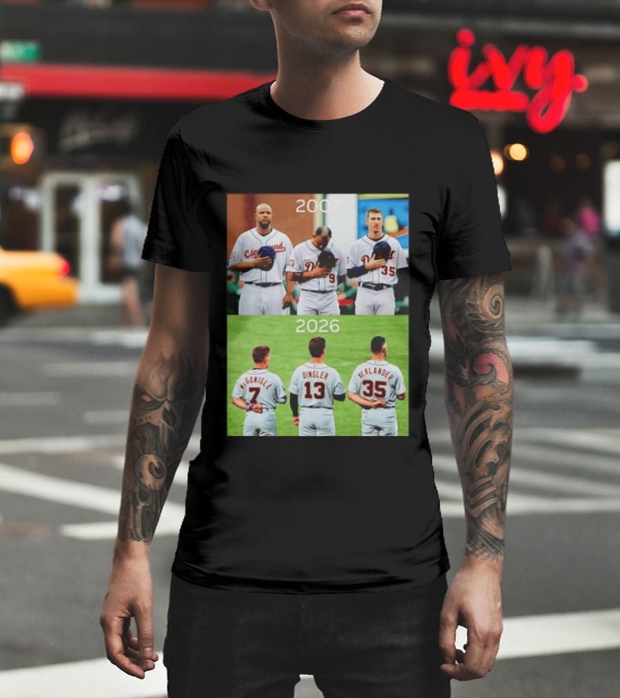 Detroit Tigers 2007 2026 McGonigle Dingler Verlander Comparison T-Shirt