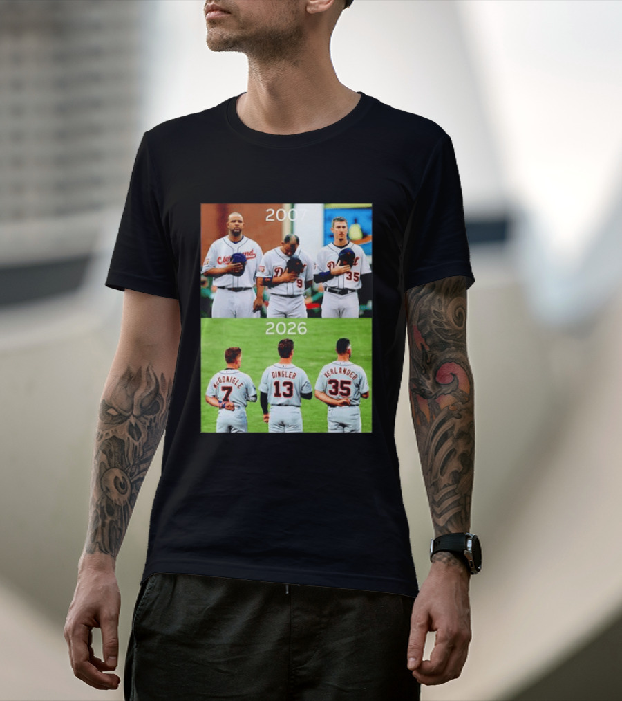 Detroit Tigers 2007 2026 McGonigle Dingler Verlander Comparison T-Shirt