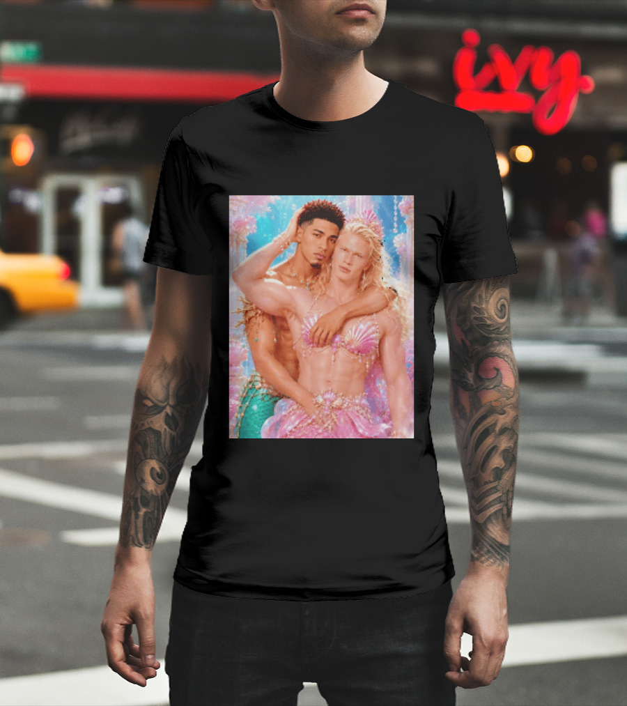 Mermaid Fantasy With Erling Haaland And Jude Bellingham T-Shirt
