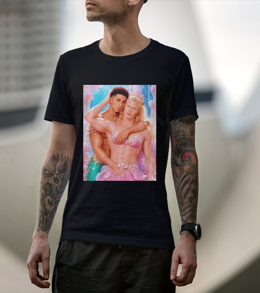 Mermaid Fantasy With Erling Haaland And Jude Bellingham T-Shirt