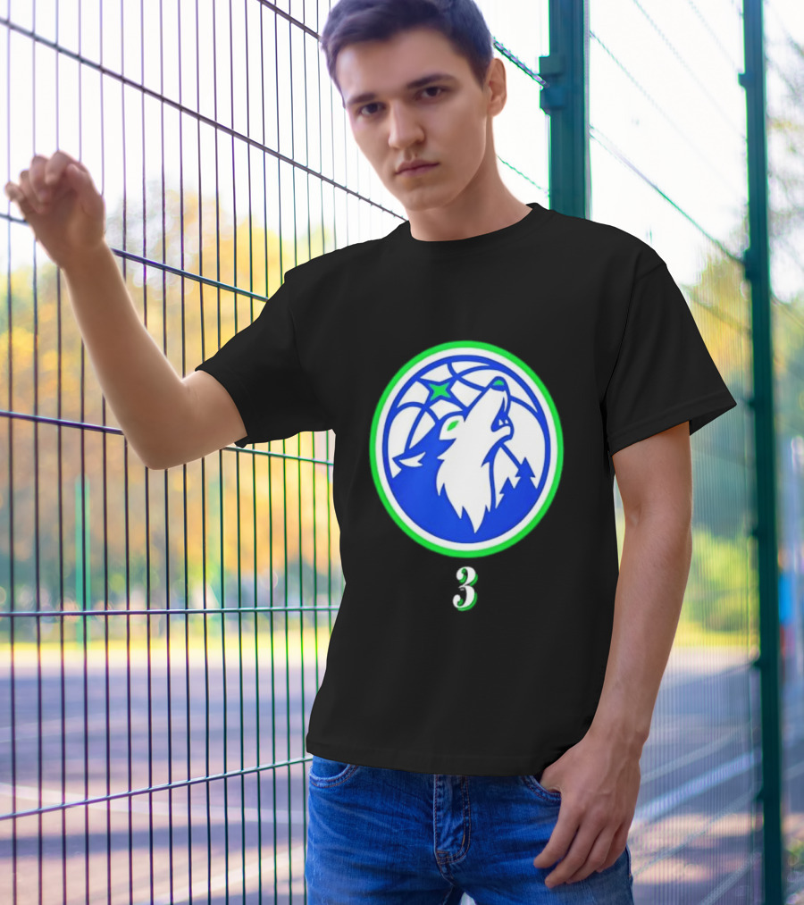 Jaden McDaniels Minnesota Timberwolves 3 Wolf Basketball T-Shirt