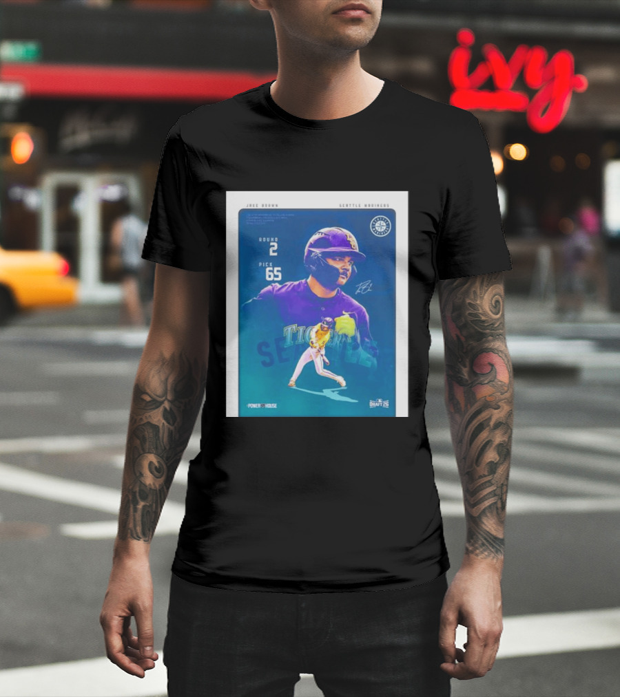 Jake Brown Seattle Mariners Round 2 Pick 65 Draft 26 Powerhouse T-Shirt