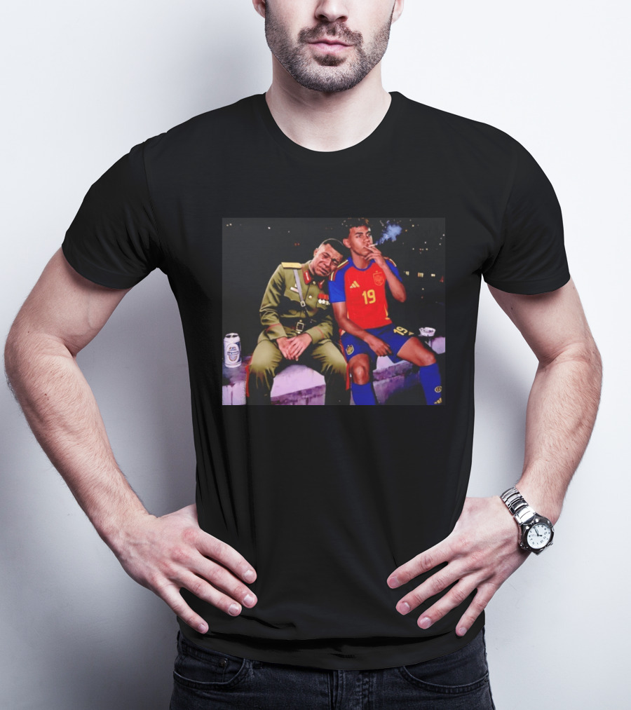 Kylian Mbappe And Lamine Yamal Smoking Spain Number 19 Soccer T-Shirt