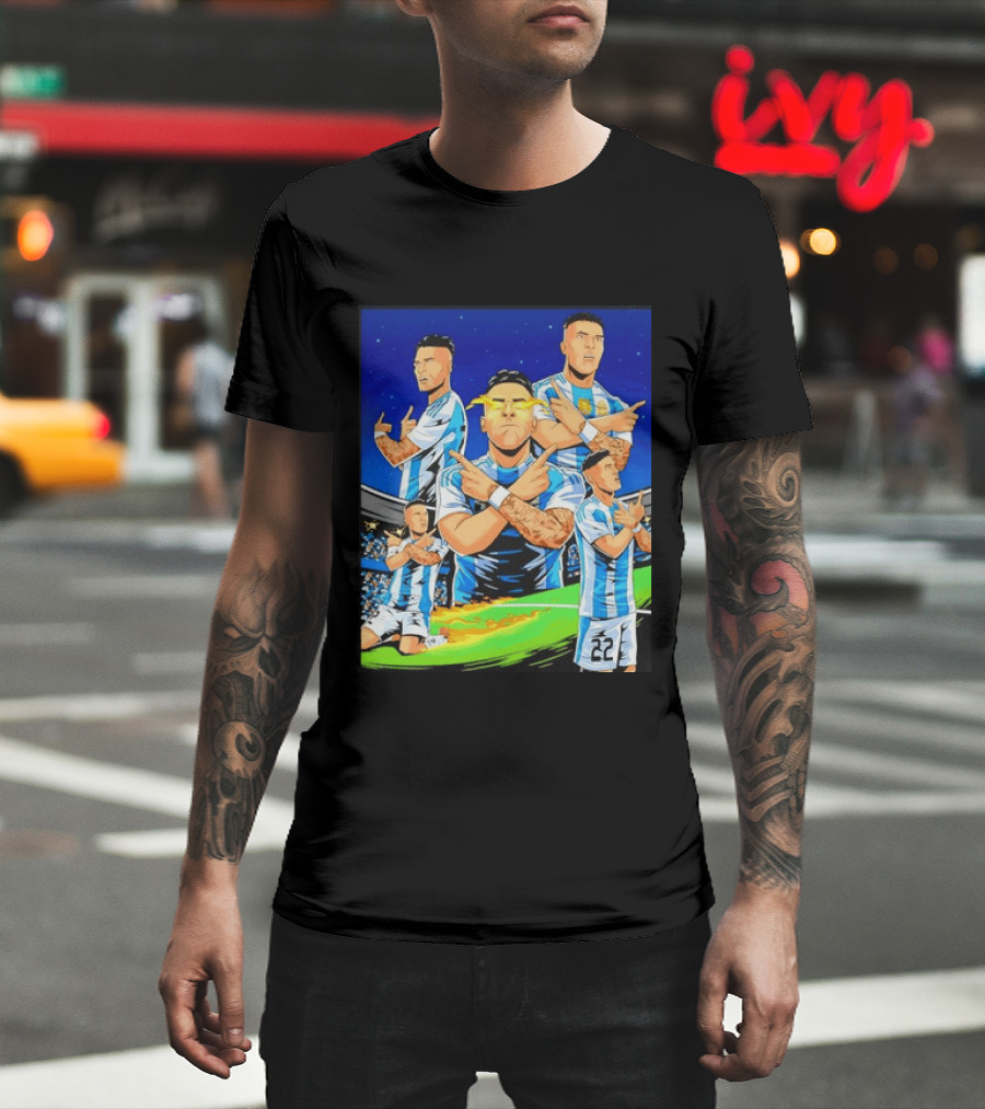 Lautaro Martinez Argentina National Team Collage Soccer Star Celebration T-Shirt