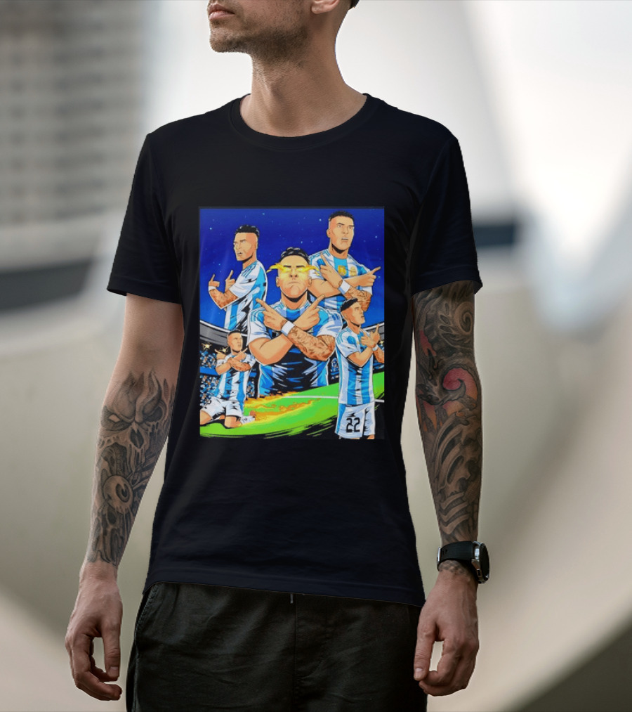 Lautaro Martinez Argentina National Team Collage Soccer Star Celebration T-Shirt