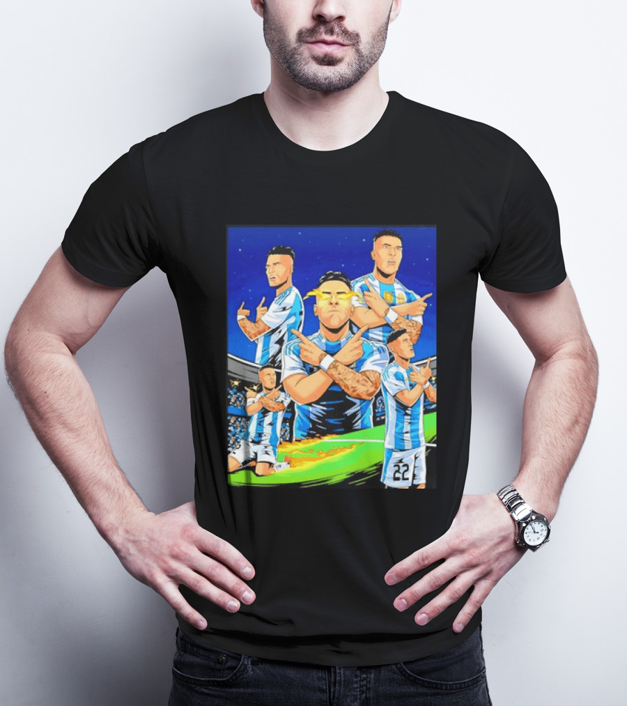 Lautaro Martinez Argentina National Team Collage Soccer Star Celebration T-Shirt
