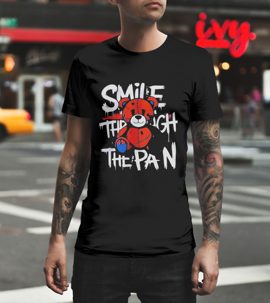 Smile Through The Pain Patchwork Teddy T-Shirt