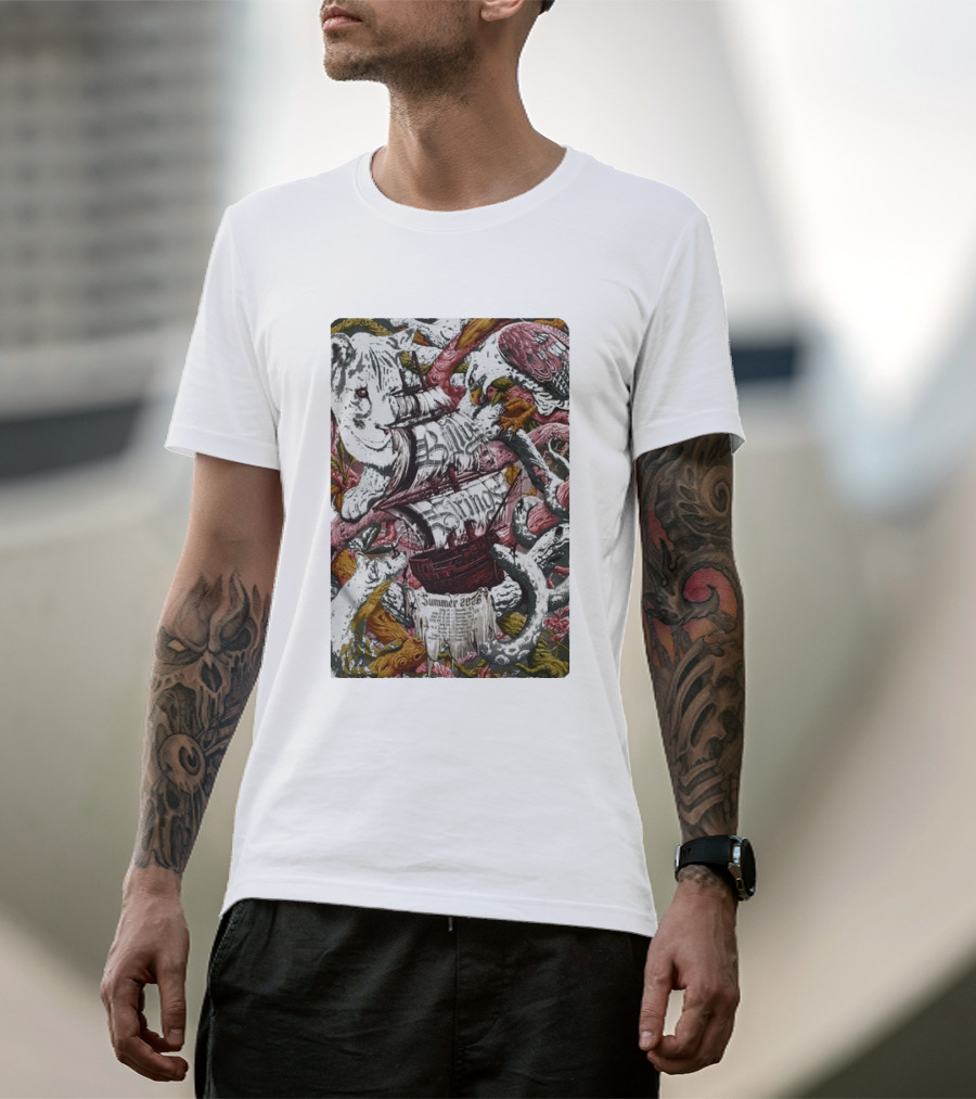 Billy Strings Summer 2026 Shows Pirate Ship And Wild Animals T-Shirt