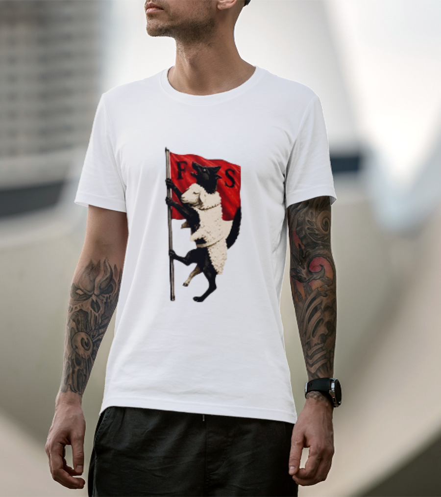 FS Black Cat Carrying Lamb Red Flag T-Shirt