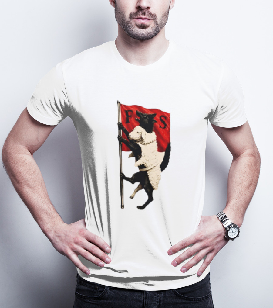 FS Black Cat Carrying Lamb Red Flag T-Shirt