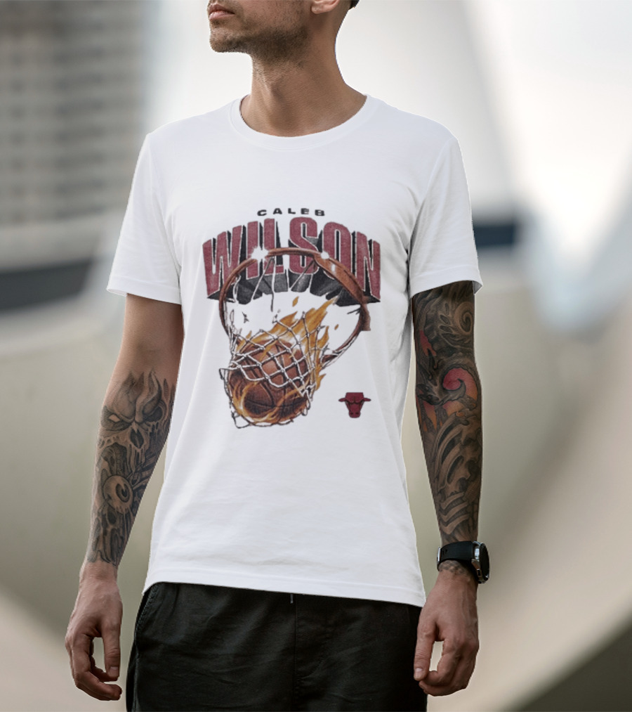 Caleb Wilson Chicago Bulls Basketball On Fire T-Shirt