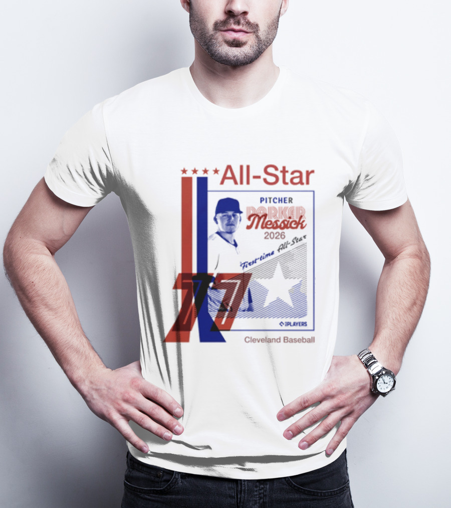 Cleveland Guardians Parker Messick First Time All Star 2026 Pitcher Three Stars T-Shirt