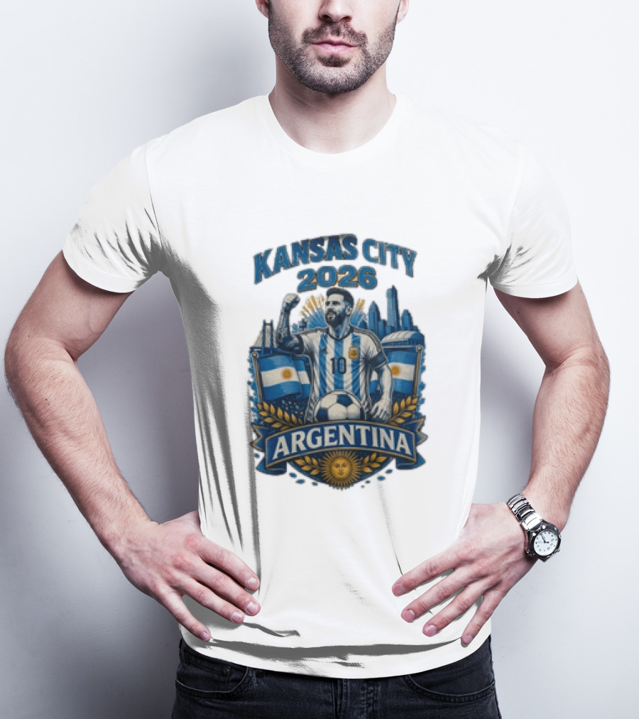 Kansas City 2026 Argentina Lionel Messi No 10 Flag Skyline T-Shirt