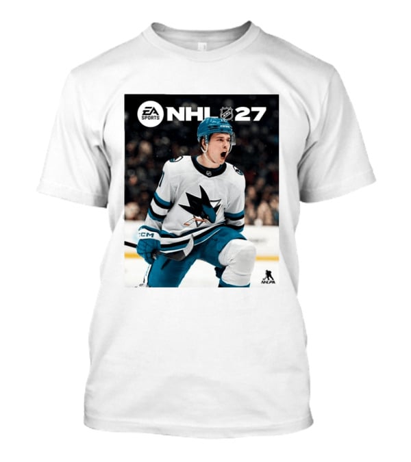 EA Sports NHL 27 Macklin Celebrini San Jose Sharks Cover Athlete NHLPA T-Shirt