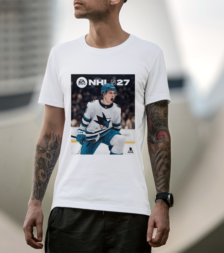 EA Sports NHL 27 Macklin Celebrini San Jose Sharks Cover Athlete NHLPA T-Shirt