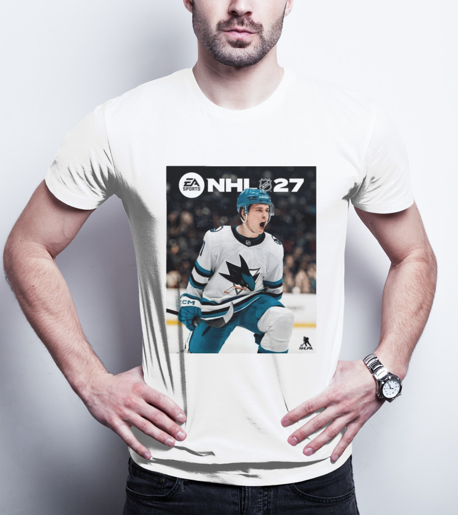 EA Sports NHL 27 Macklin Celebrini San Jose Sharks Cover Athlete NHLPA T-Shirt