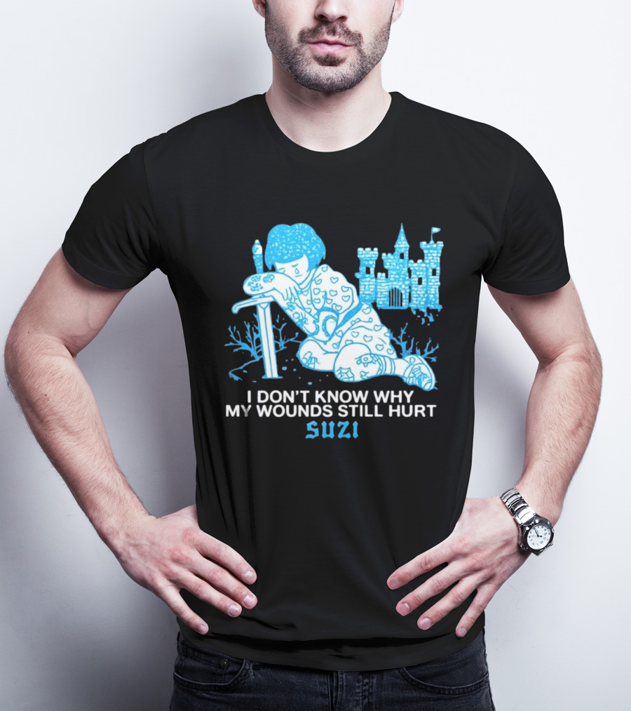 I Don't Know Why My Wounds Still Hurt Suzi Sad Blue Cartoon Castle T-Shirt