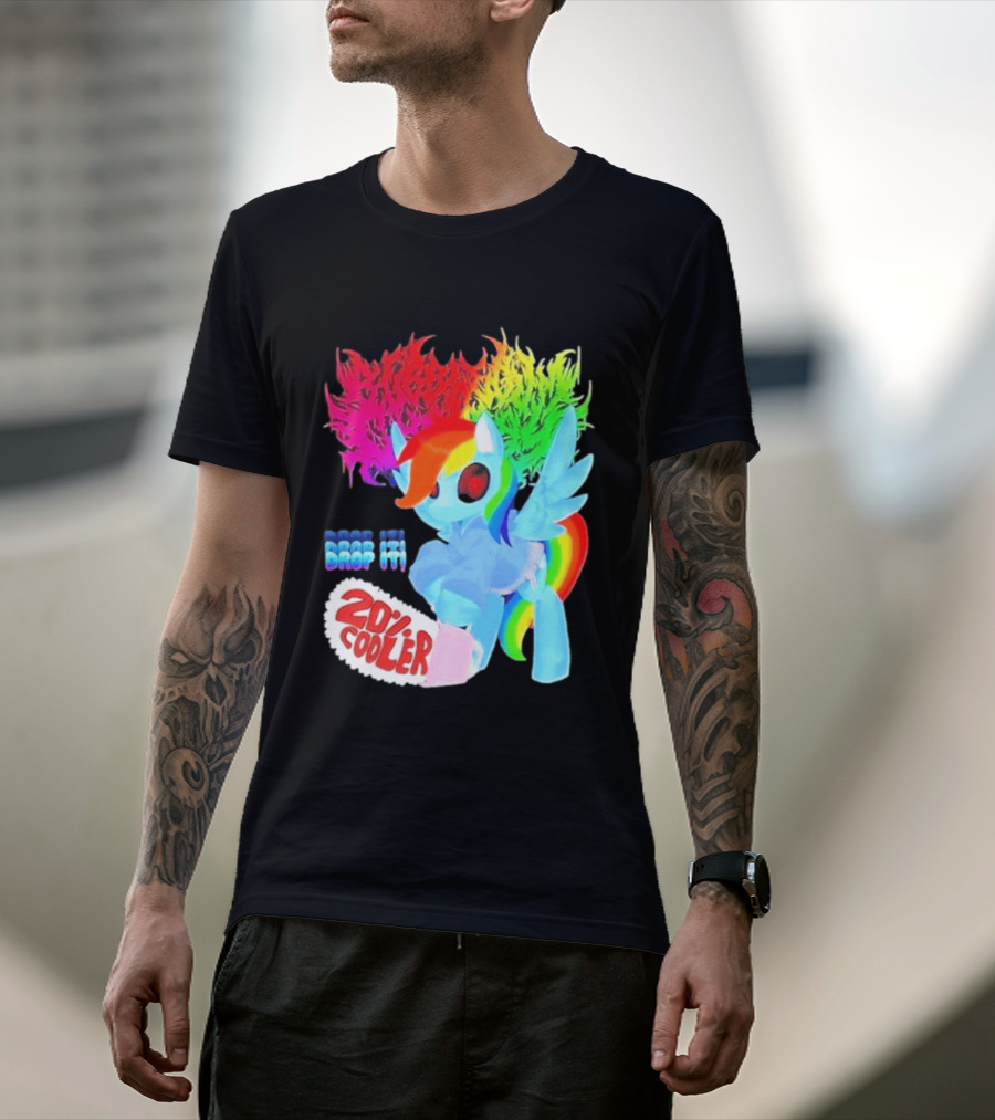 Drop It 20% Cooler Bubblegum Chainsaw Rainbow Dash T-Shirt