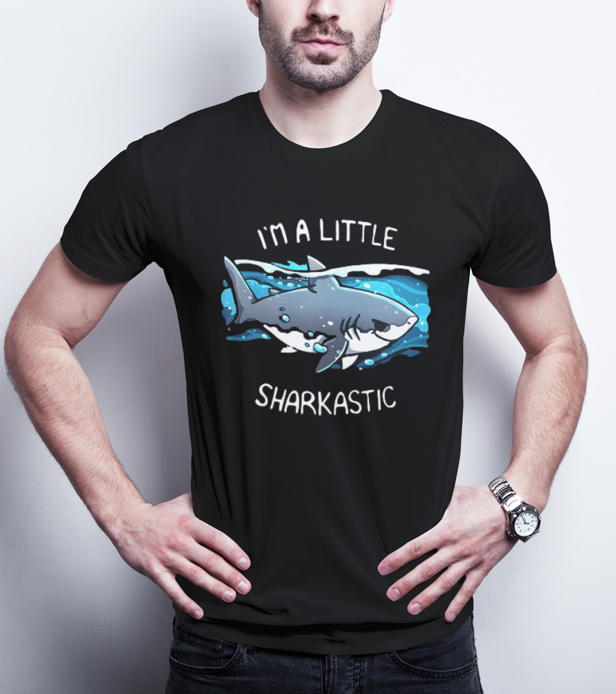 I'm A Little Sharkastic Playful Shark Ocean Humor T-Shirt